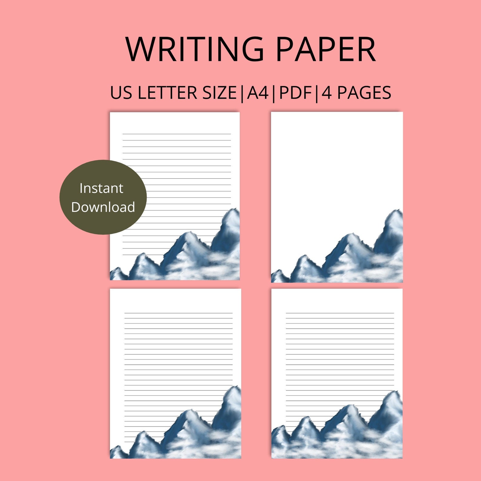 Mountain Stationery Paper Letter Writing Template Writing | Etsy