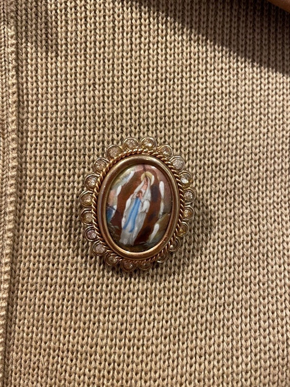 Ancient French religious Catholic brooch (Limoges por… - Gem