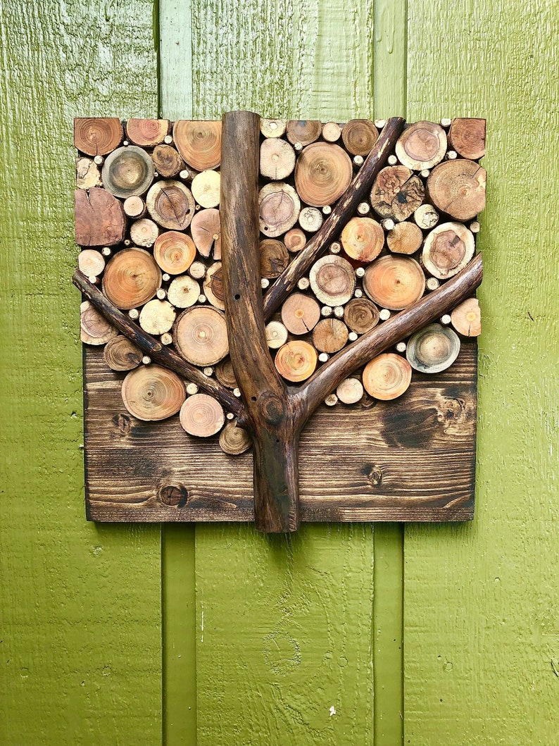 Wood Slices & Tree Wall Hanging, Made Entirely of Salvaged Wood ...