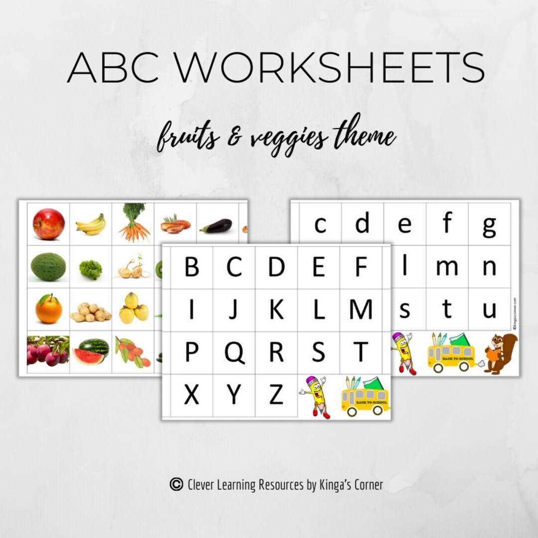 Beginning Sounds Worksheet, Phonics Activity, ABC Worksheets - Fruits ...