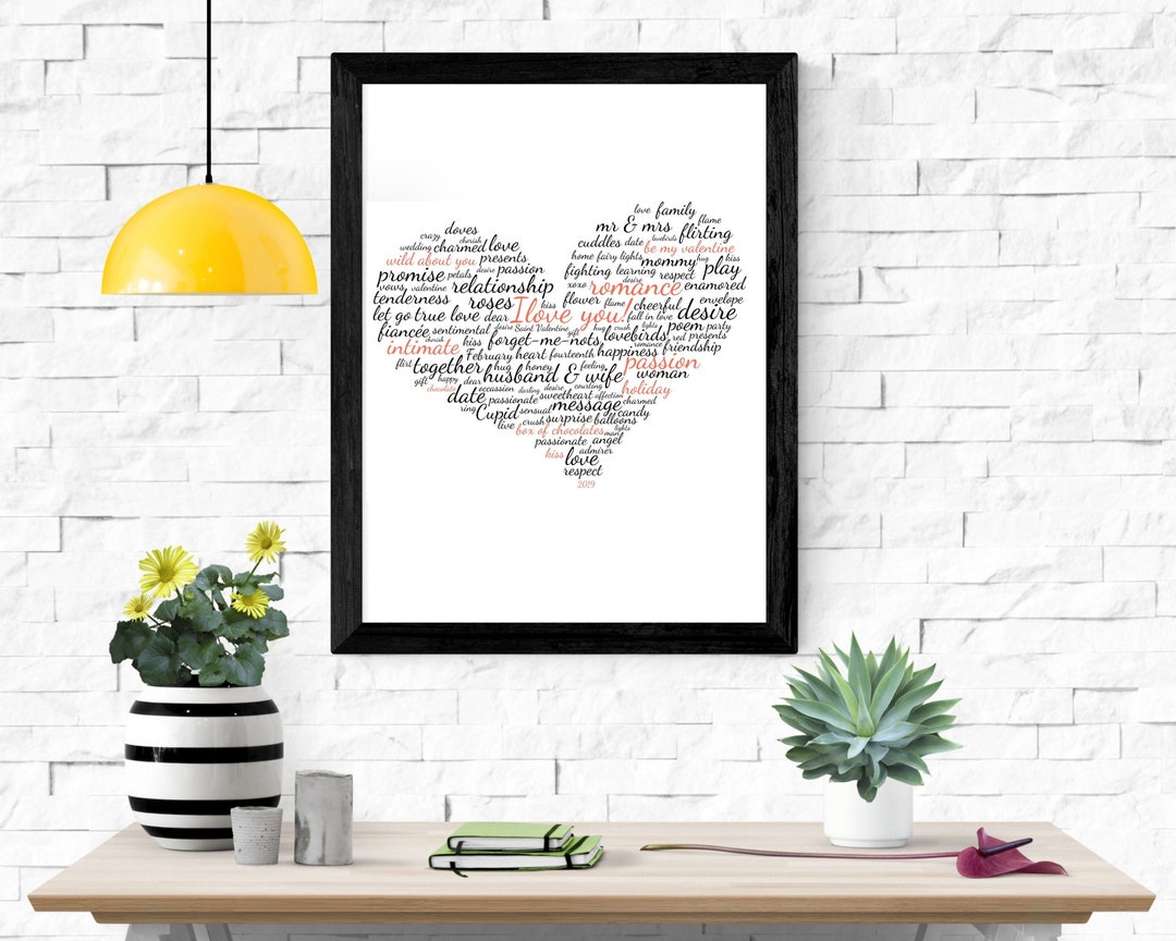 Personalized Heart Word Art Print, Valentine's Gift (digital Download ...