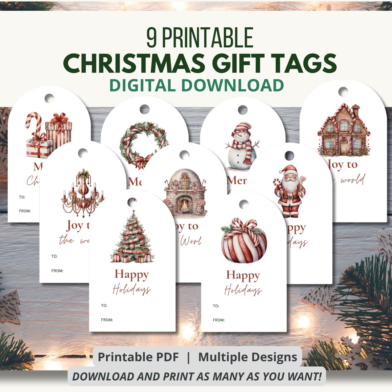 Printable Christmas Gift Tags for Kids Holiday Gift Tags Watercolour ...