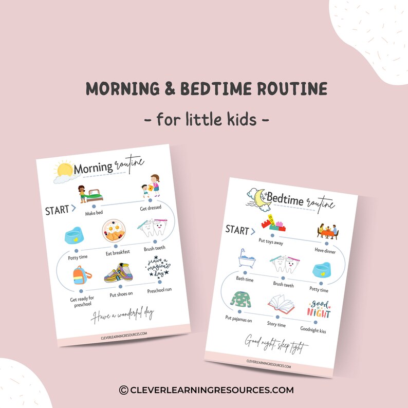 Kids Morning & Bedtime Routine Chart Printable Routine Chart - Etsy
