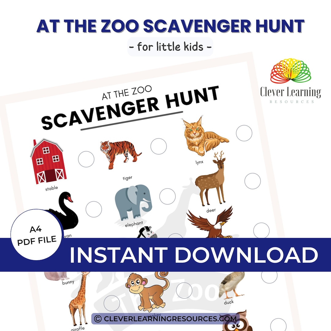 Zoo Scavenger Hunt, Printable Scavenger Hunt, Family Zoo Trip Activity ...