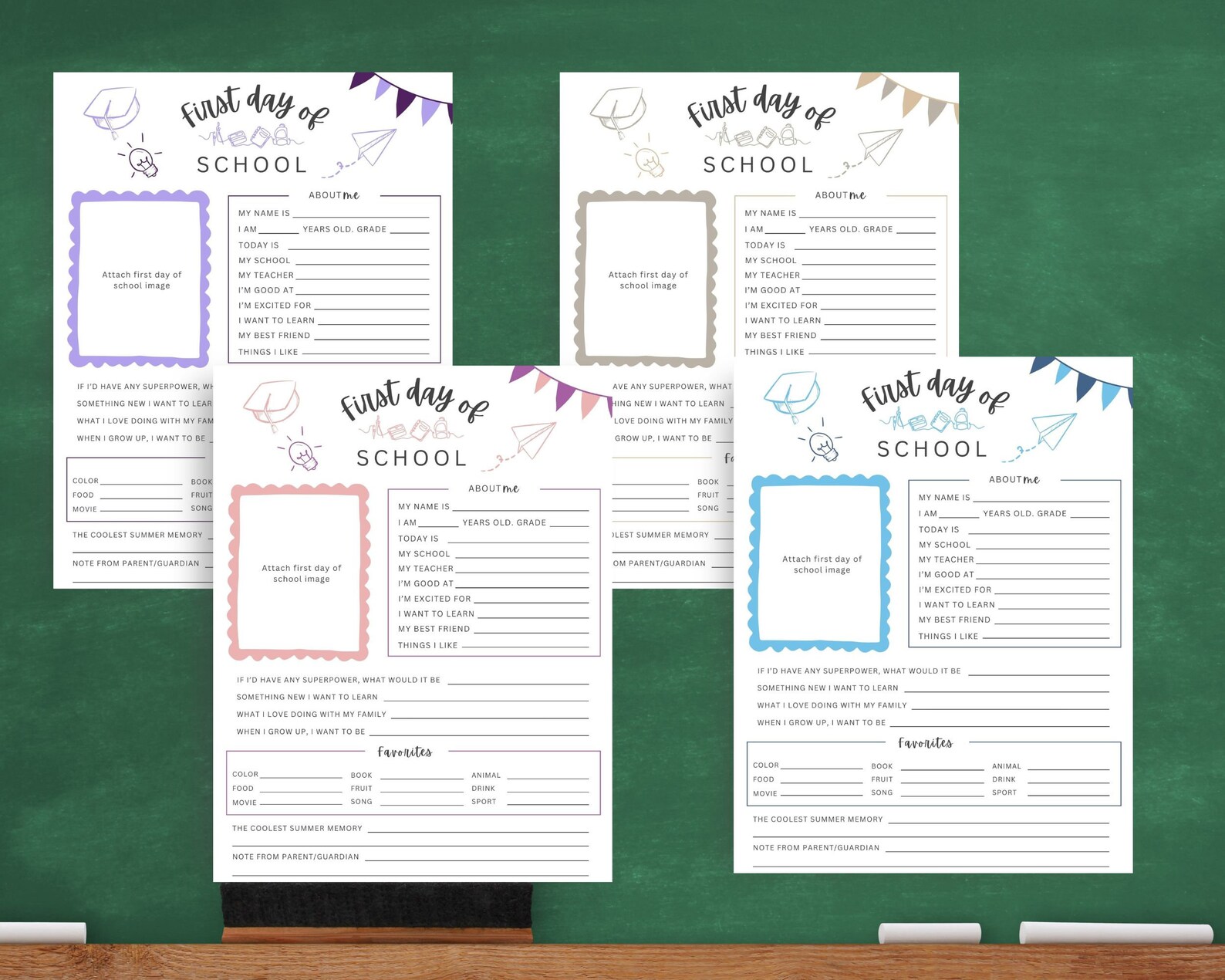 Back to School Questionnaire, First Day of School Printable, School ...