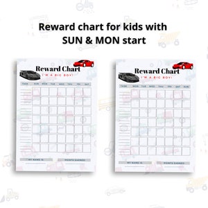Cars Reward Chart for Kids Sticker Chart Kids Routine Printable Sticker ...