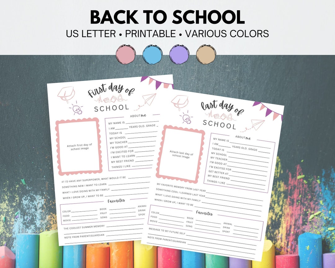 Back to School Questionnaire, First Day of School Printable, School ...
