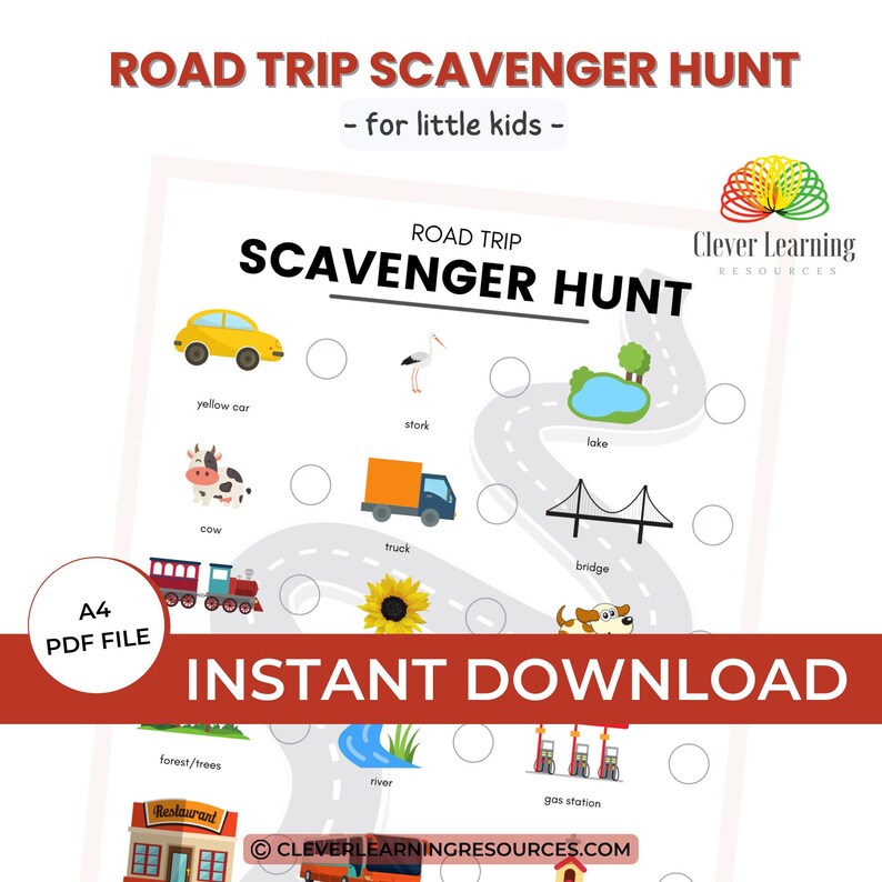 Road Trip Scavenger Hunt Car Ride Printable - Perfect for Family Road ...