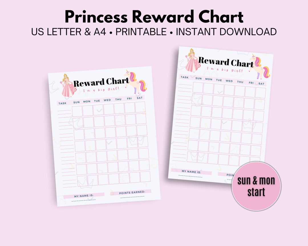 Princess Toddler Chore Chart for Kids - Printable Gifts for Kids - Etsy