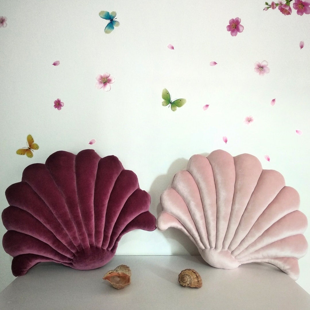 Dirty Pink Velvet Mussel Sea Shell Pillow Throw Velvet Shell - Etsy