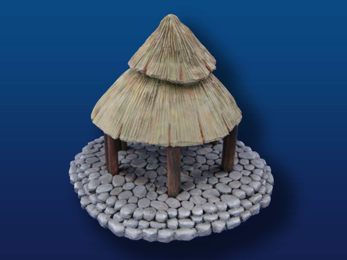 African Stone Veranda W/ Thatched Roof Unpainted - Etsy