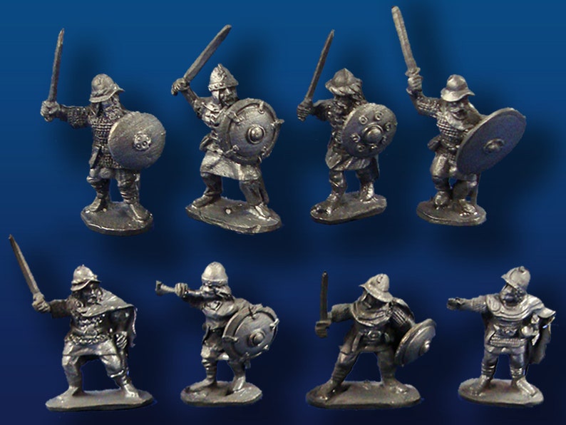 28mm Carolingian Hvy. Infantry W/ Swords & Command (8 Poses, 16 Figs ...