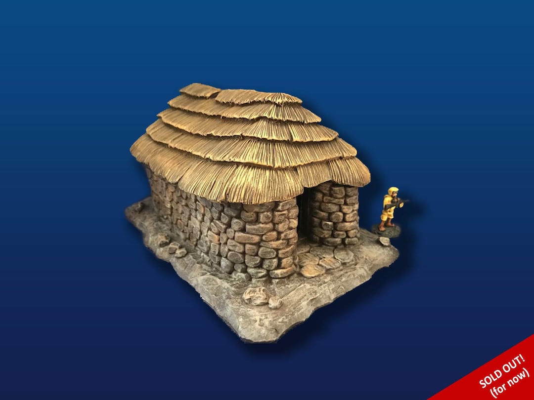 28mm Viking Stone House W/ Turf Roof - Unpainted - Etsy