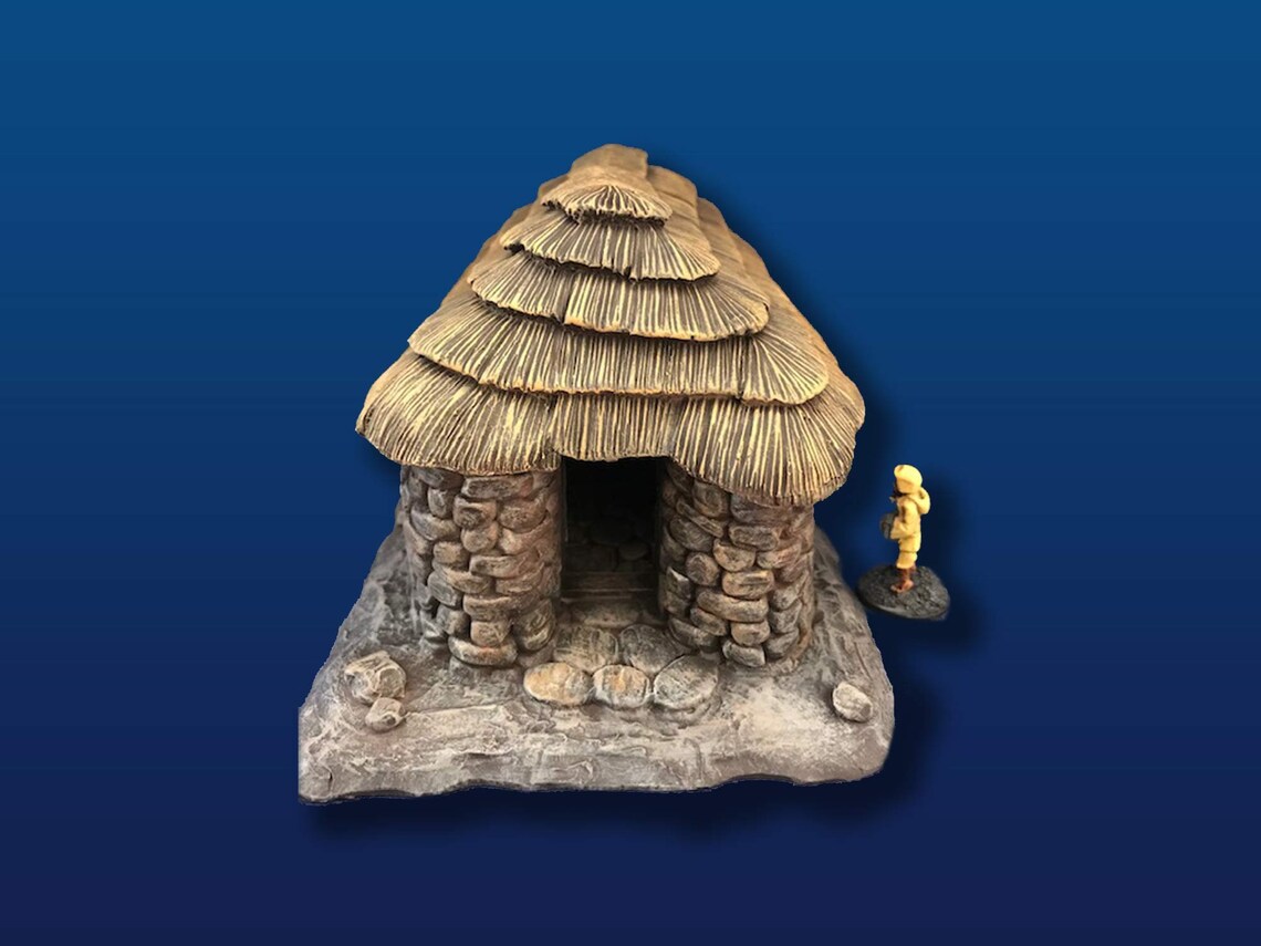 28mm Viking Stone House W/ Turf Roof - Unpainted - Etsy UK