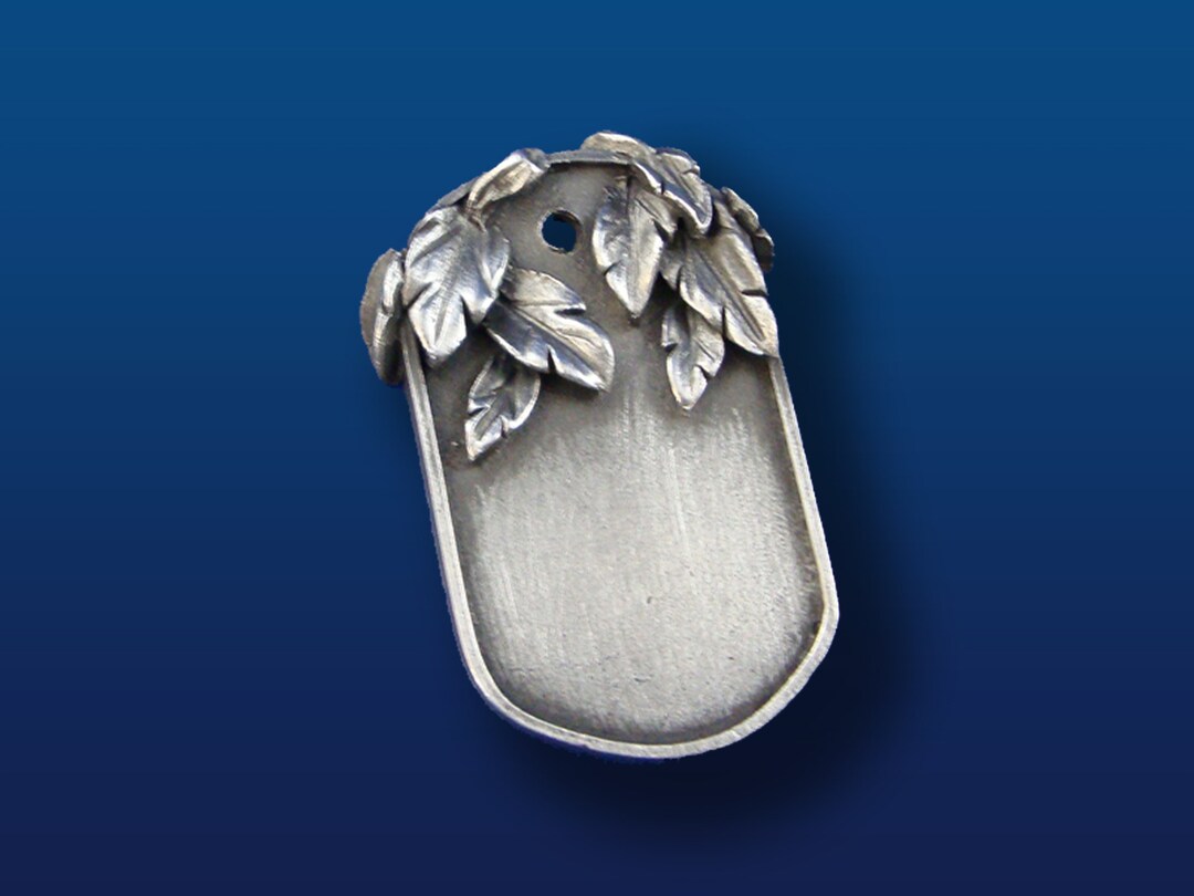 Pewter Dog Tag W/ Leaves - Etsy