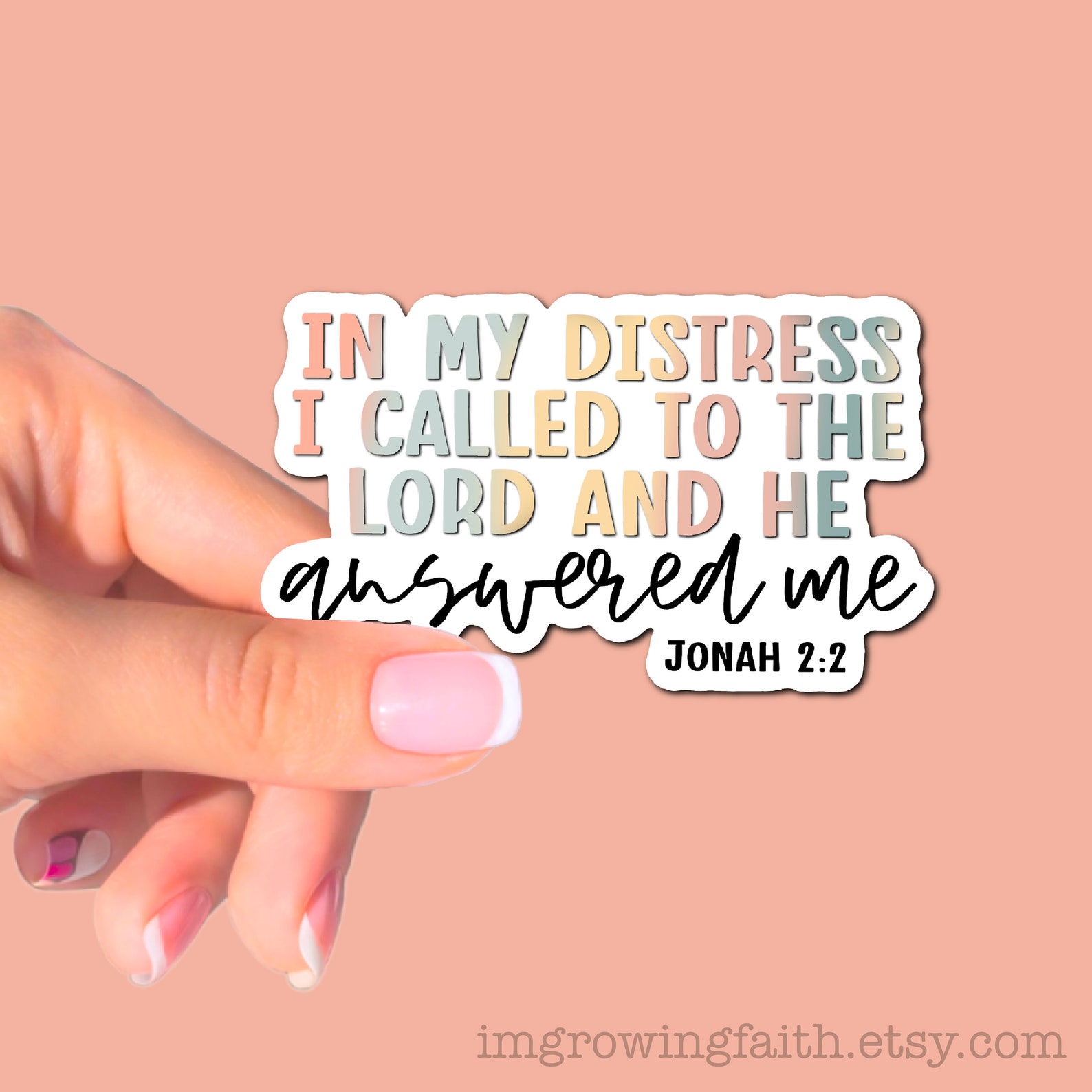 Jonah 2:2 Christian Sticker, Religious Words of Encouragement, Encouraging Message, Scripture ...