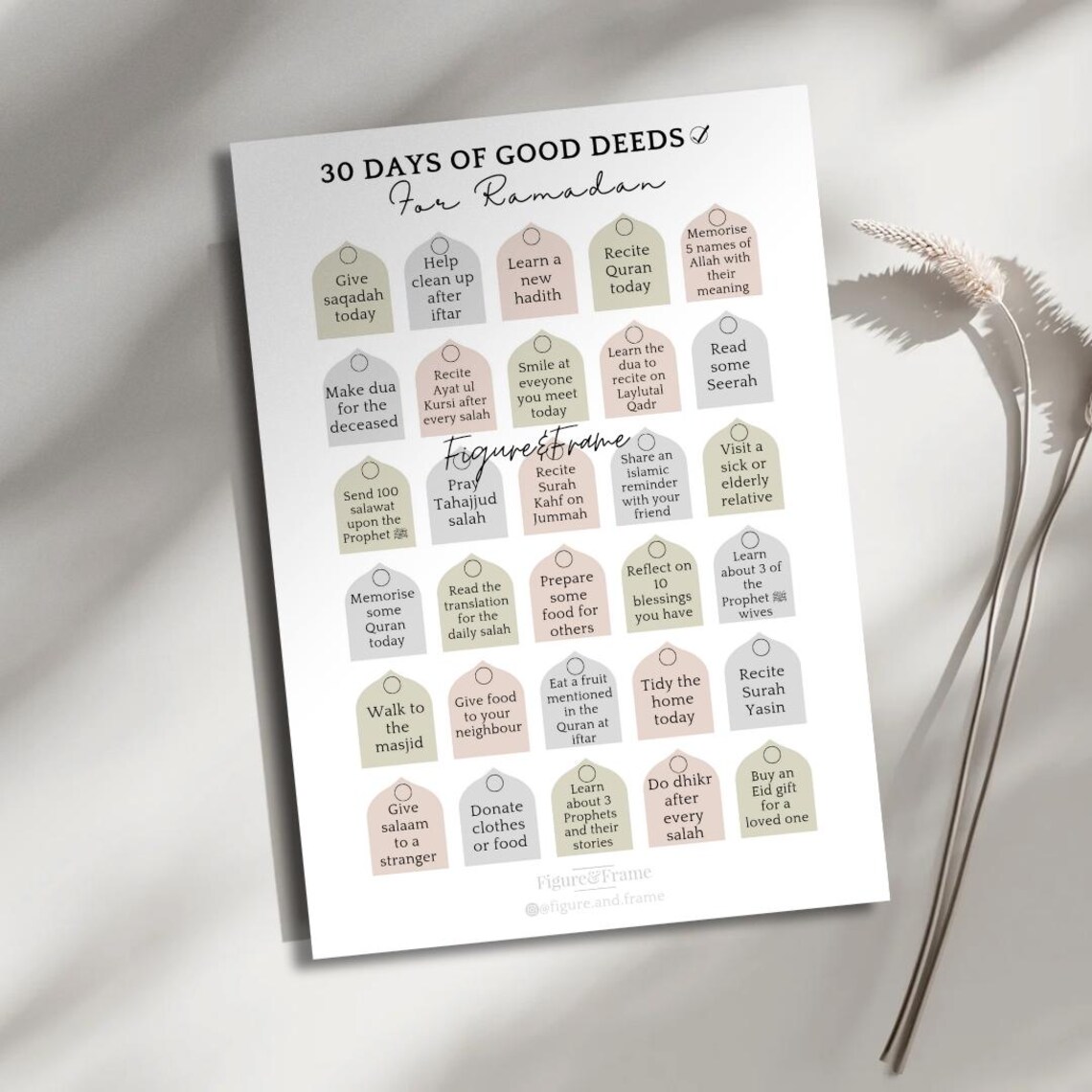 Ramadan 30 Days Good Deeds Challenge Tracker: Islamic Checklist, Muslim ...