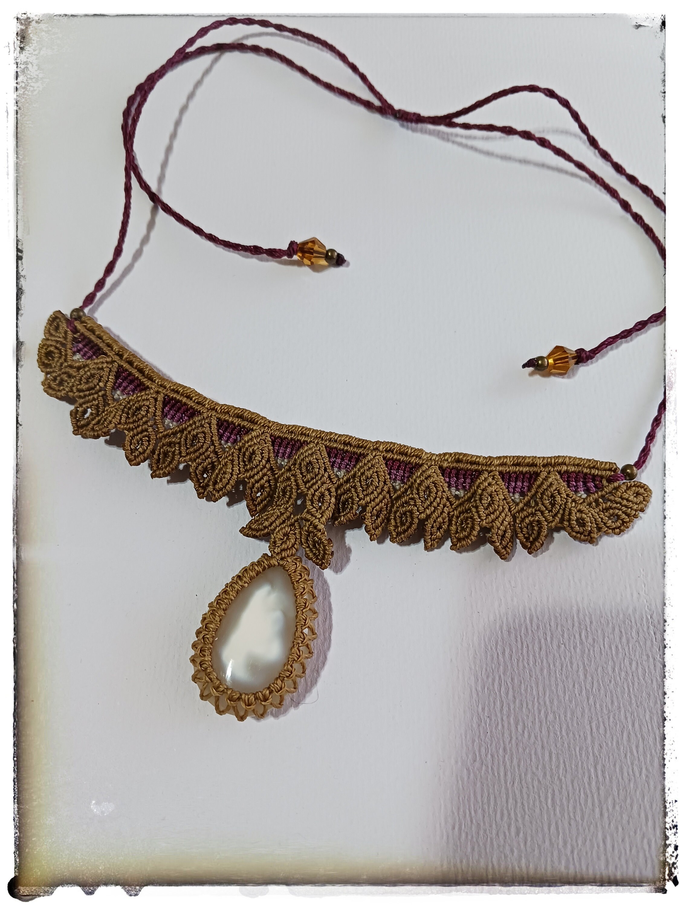 Macrame Choker With Indian Agate, Boho Hippy Style, Ideal Women's Gift ...