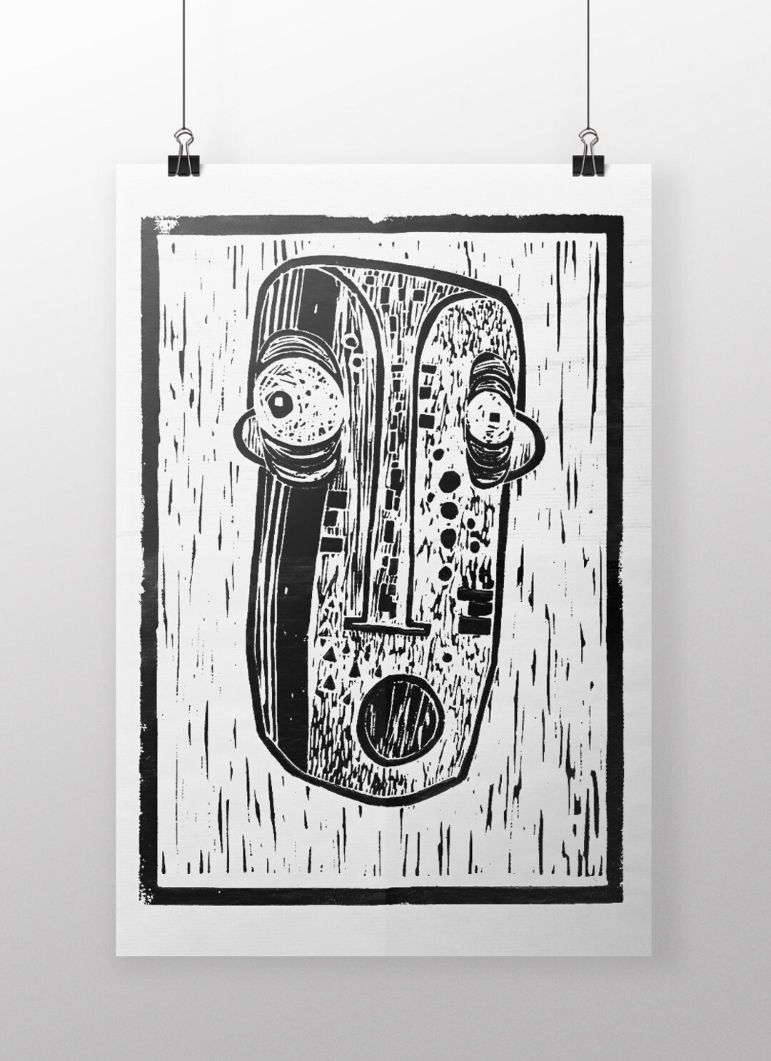 Face Poster, Illustration, Linocut Print, Limited Edition - Etsy