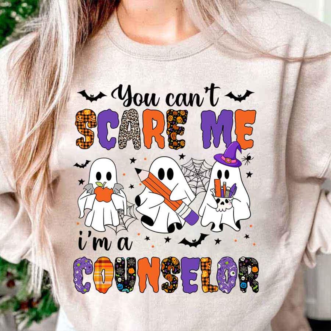 Spooky Halloween Counselor Shirt, You Can't Scare Me I'm A Counselor ...