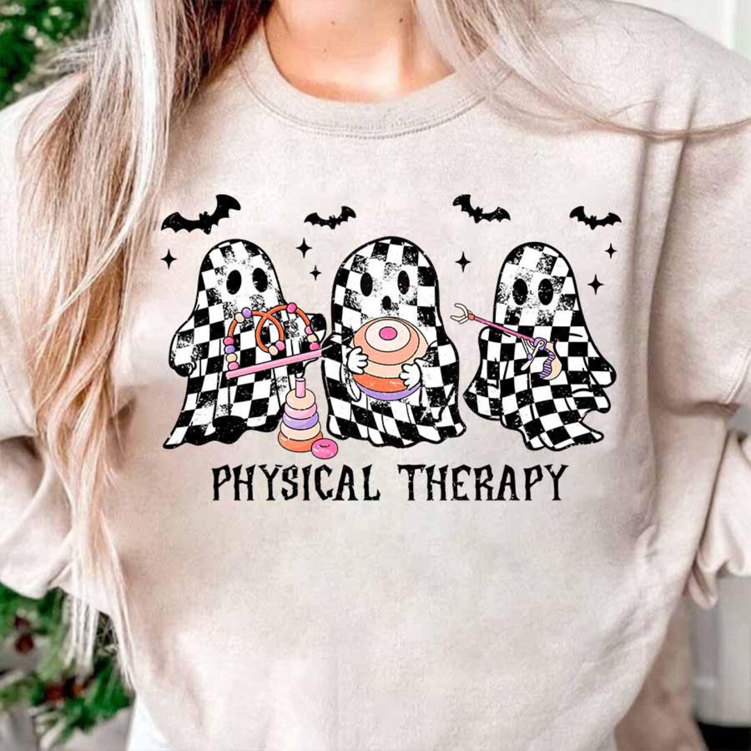 Checkered Halloween Physical Therapy Shirt, Spooky Physical Therapist ...