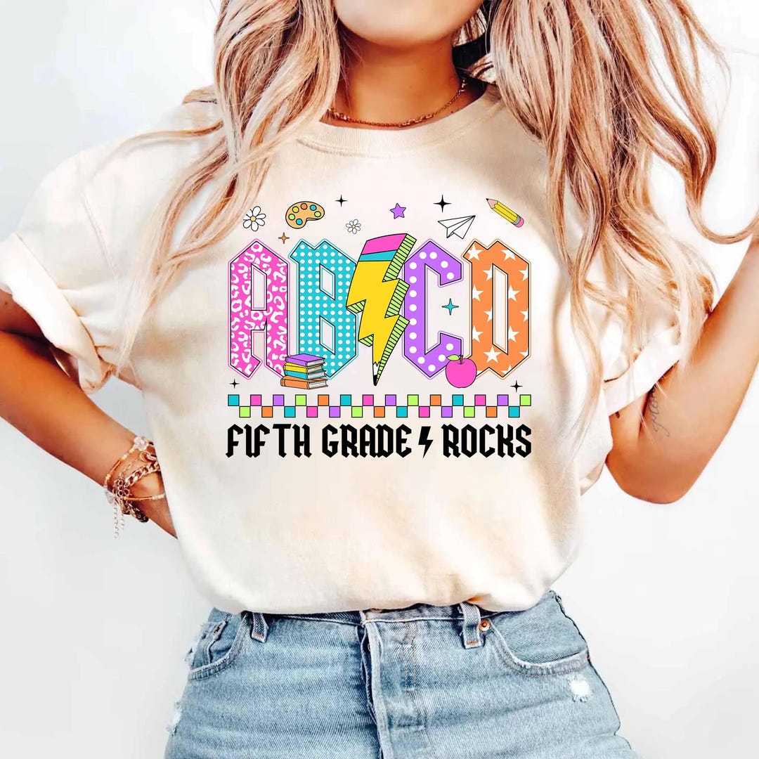 Preppy 5th Grade Back to School Shirt, ABCD Fifth Grade Rocks Shirt ...