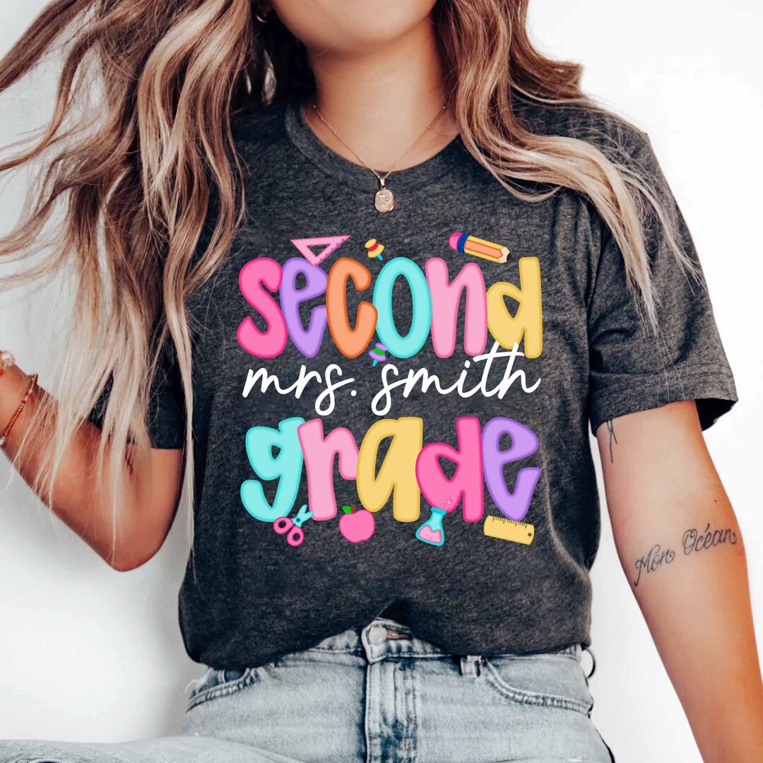 Neon Second Grade Shirt, Custom 2nd Grade Teacher Back to School Shirt ...