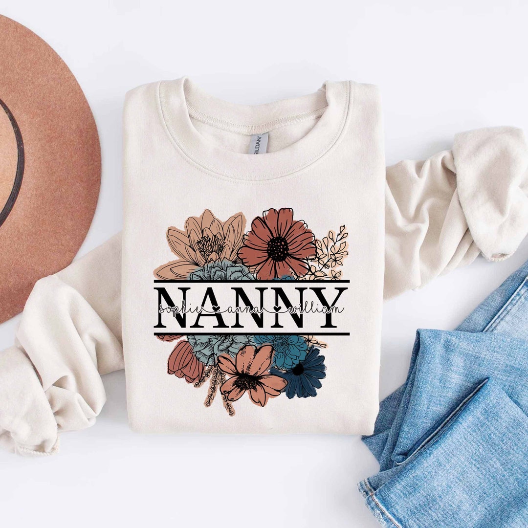 Personalized Nanny Sweatshirt With Grandkids Names, Custom Nanny T ...