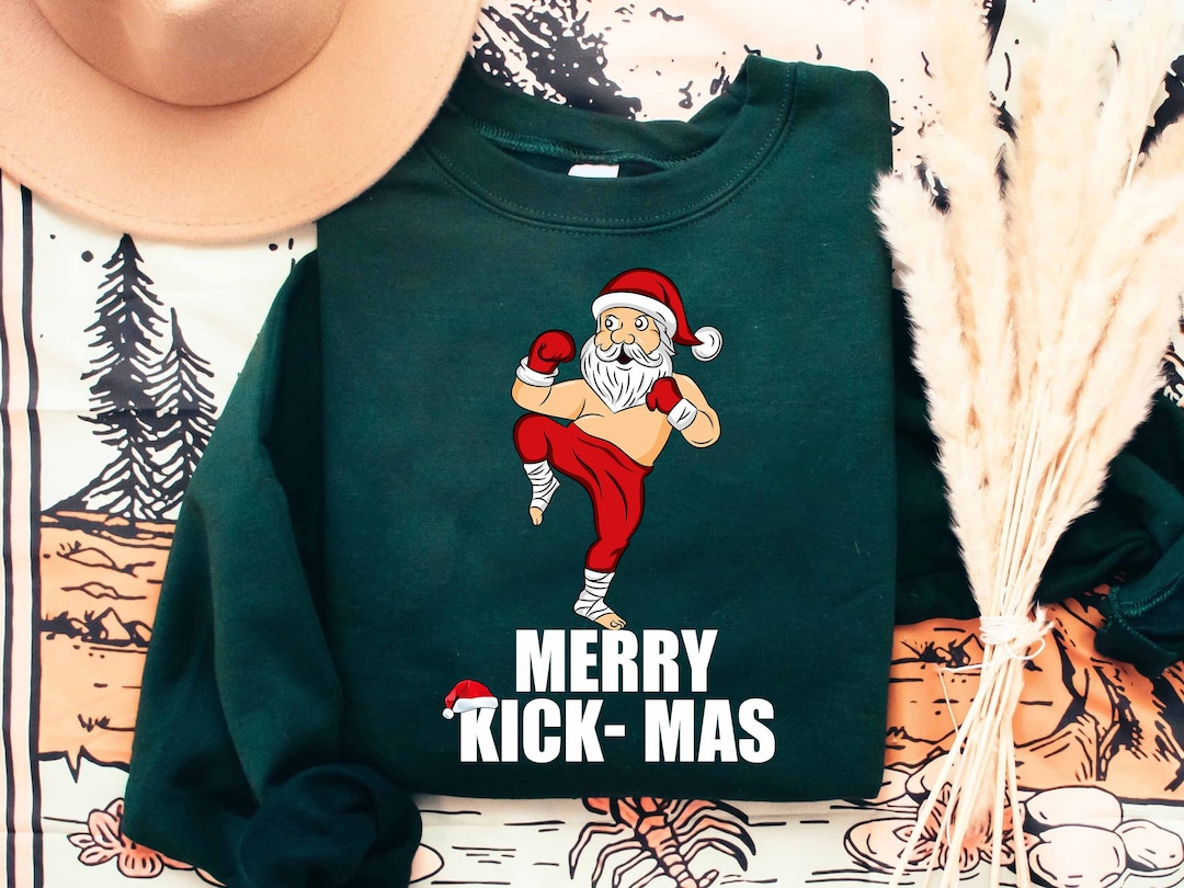 Merry Kickmas Sweatshirt, Kickboxing Christmas T-shirt, Christmas ...