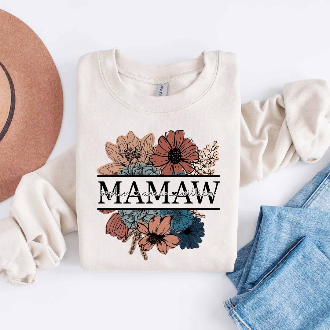 Personalized Mamaw Sweatshirt With Grandkids Names, Custom Mamaw T ...