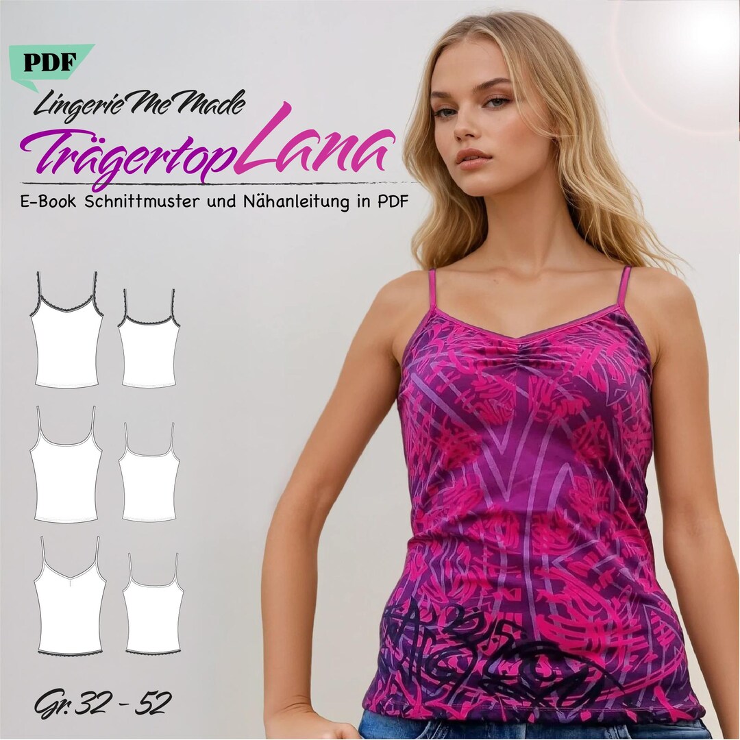 Lana Tank Top/undershirt/spaghetti Strap Top Pattern. 3 Variations. E ...