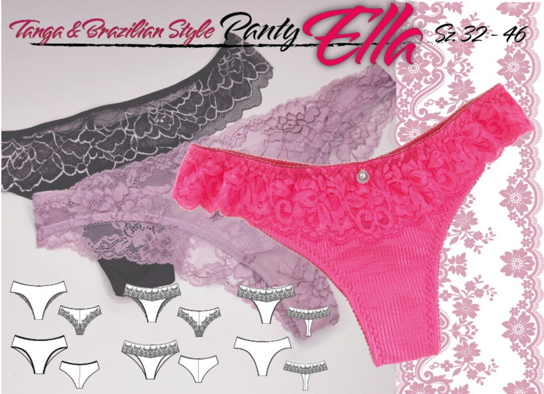 Sewing Pattern Tanga Brazil Panty Ella Size EUR 32 - 46. German Version ...