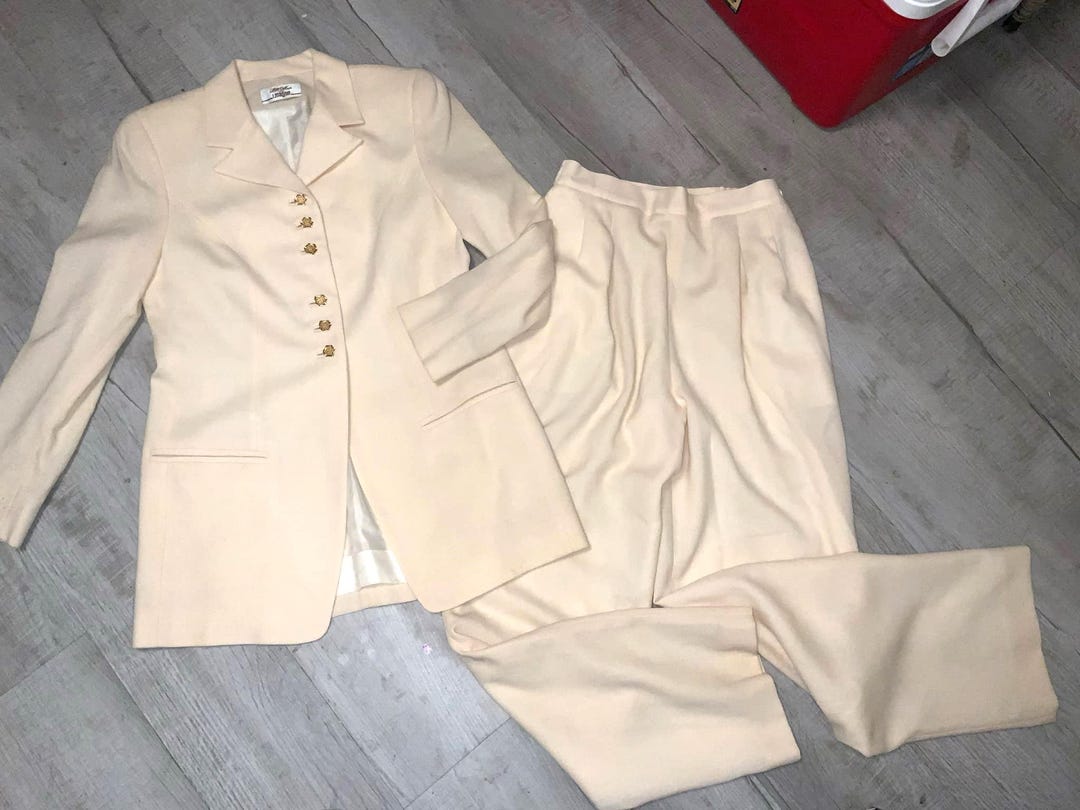 Vintage Lilli Ann for L.magnin 80s 2pc Cream Colored Pant Suit - Etsy