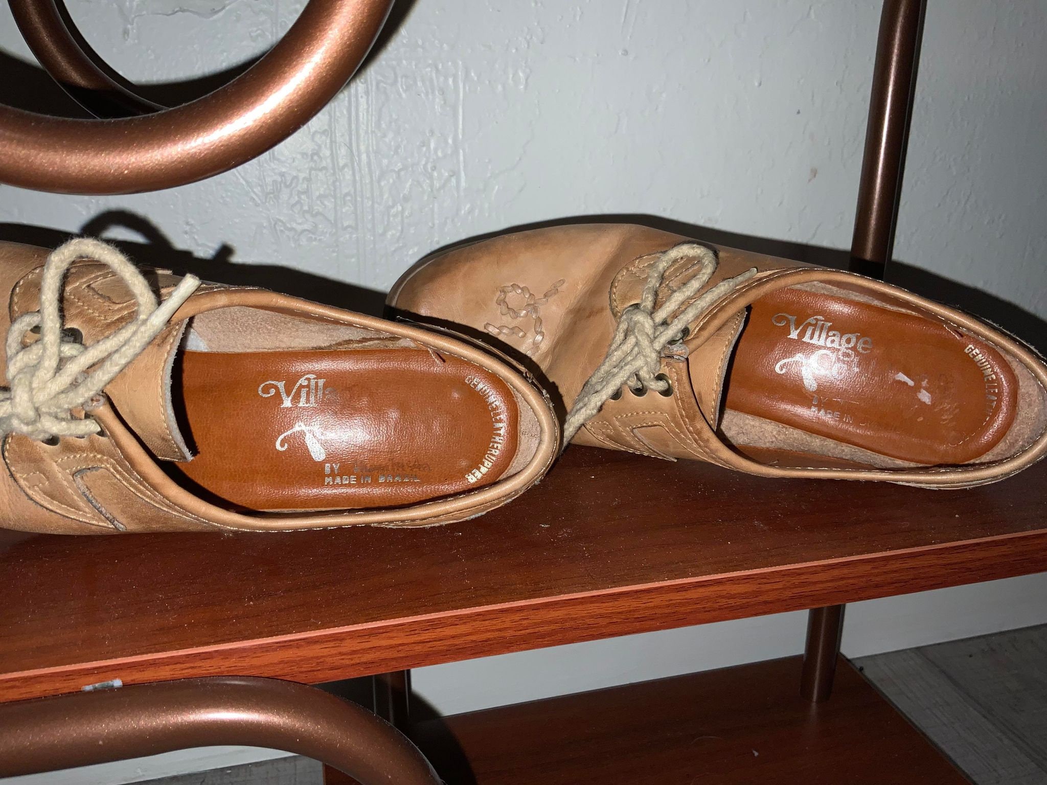 Vintage Cobbler Made in Brazil 70s Leather Lace up Wood Booties 5 1/2 ...