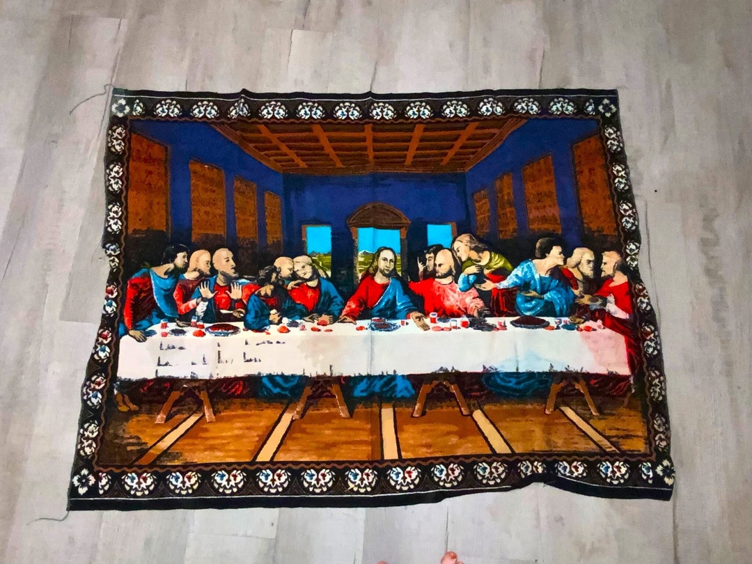 Vintage Last Supper Tapestry 57 Inches Very Large Cotton Velvet Wall ...