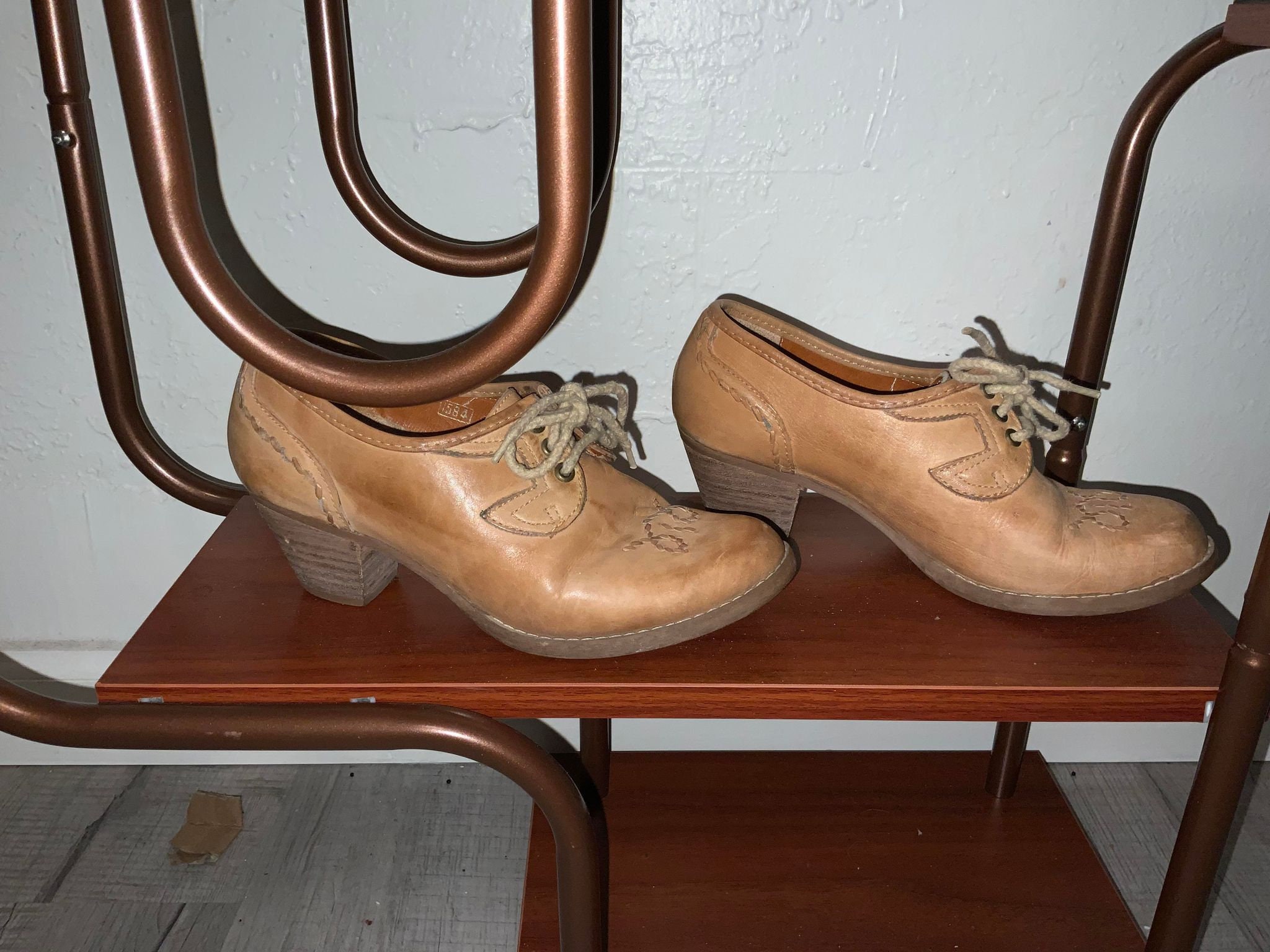 Vintage Cobbler Made in Brazil 70s Leather Lace up Wood Booties 5 1/2 ...