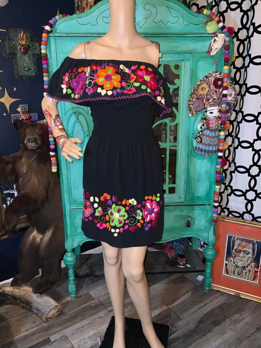 Mexican Embroidery Dress, Fiesta Dress, Cinco De Mayo Dress, Small ...