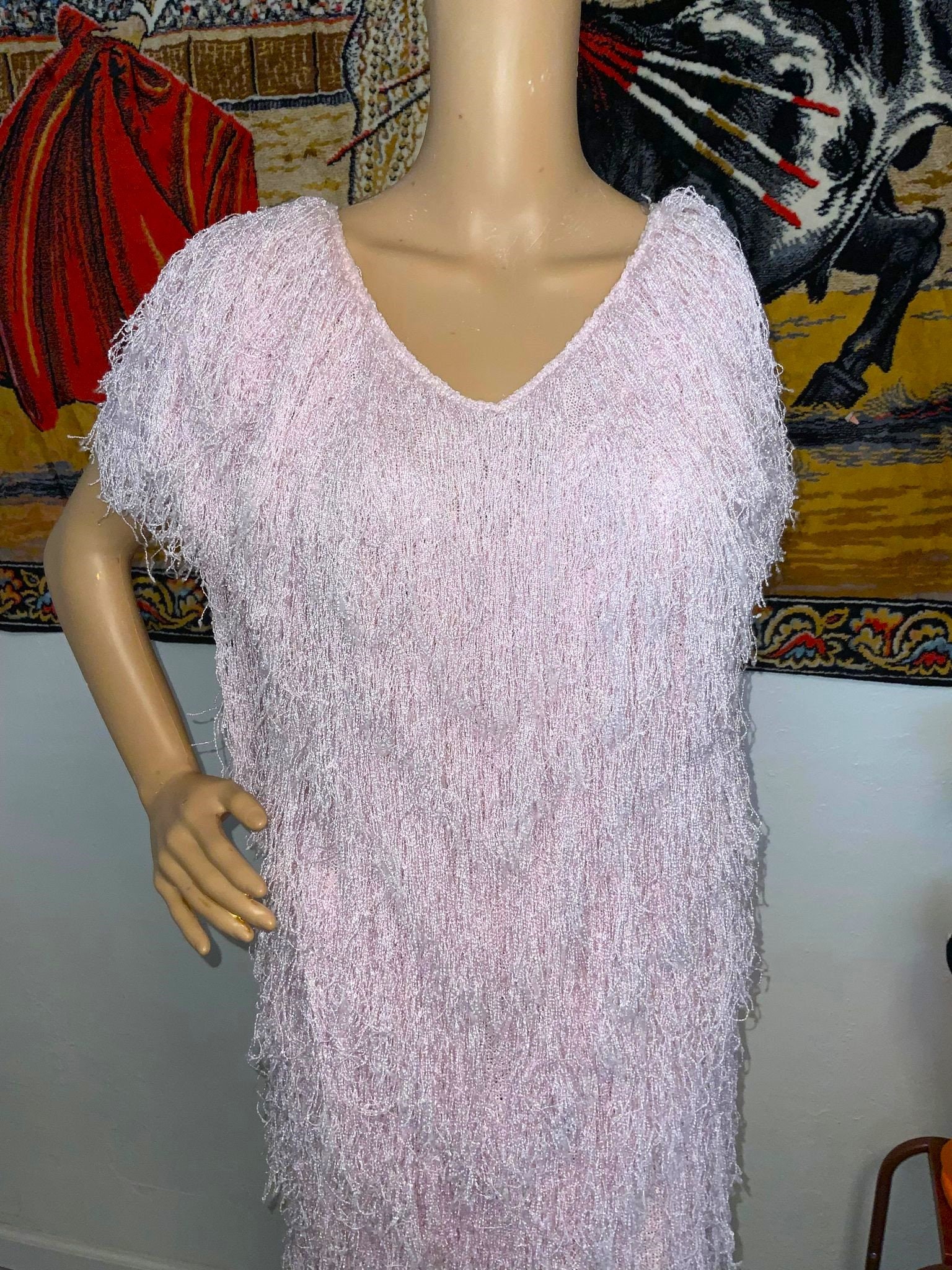 Vintage Light Pink 1980s French Rags Hand Loomed Fringe Dress - Etsy