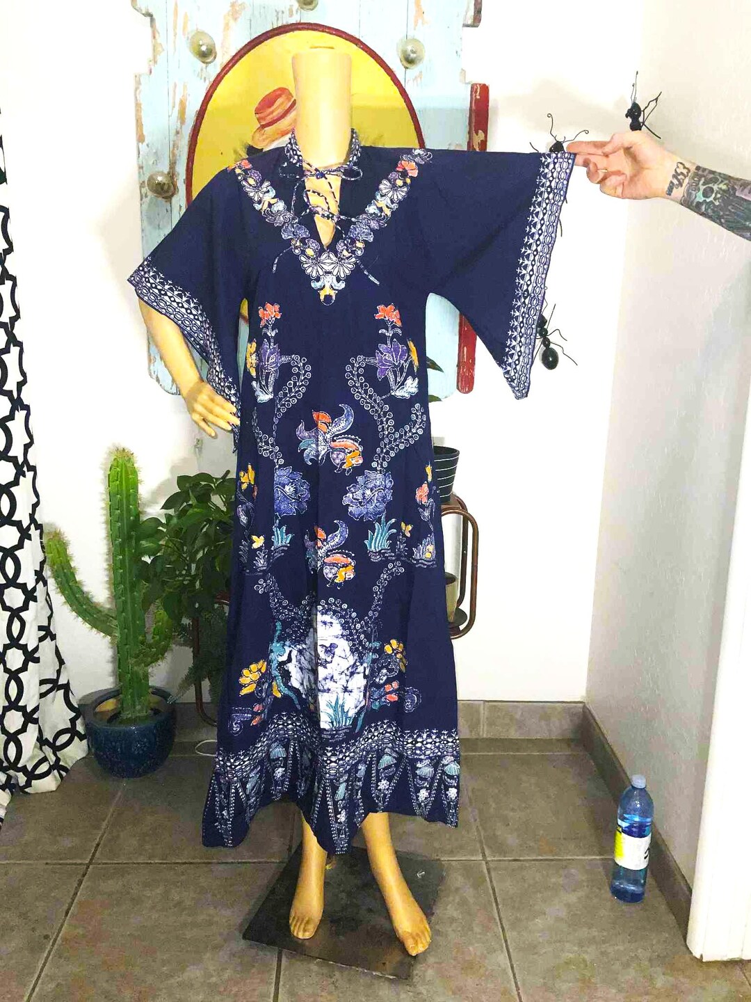 Vintage Boho Hippie Rare 70s Novelty Print Kaftan With Cool Wizard ...