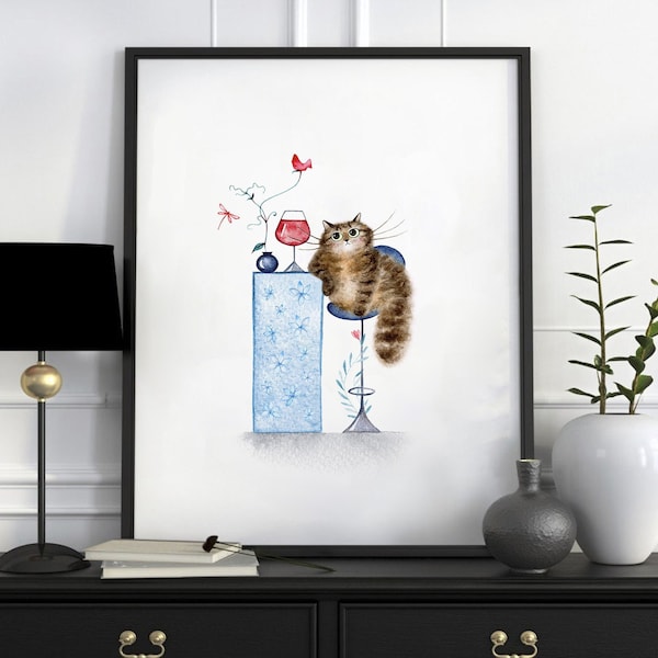 Cat Illustration - Etsy
