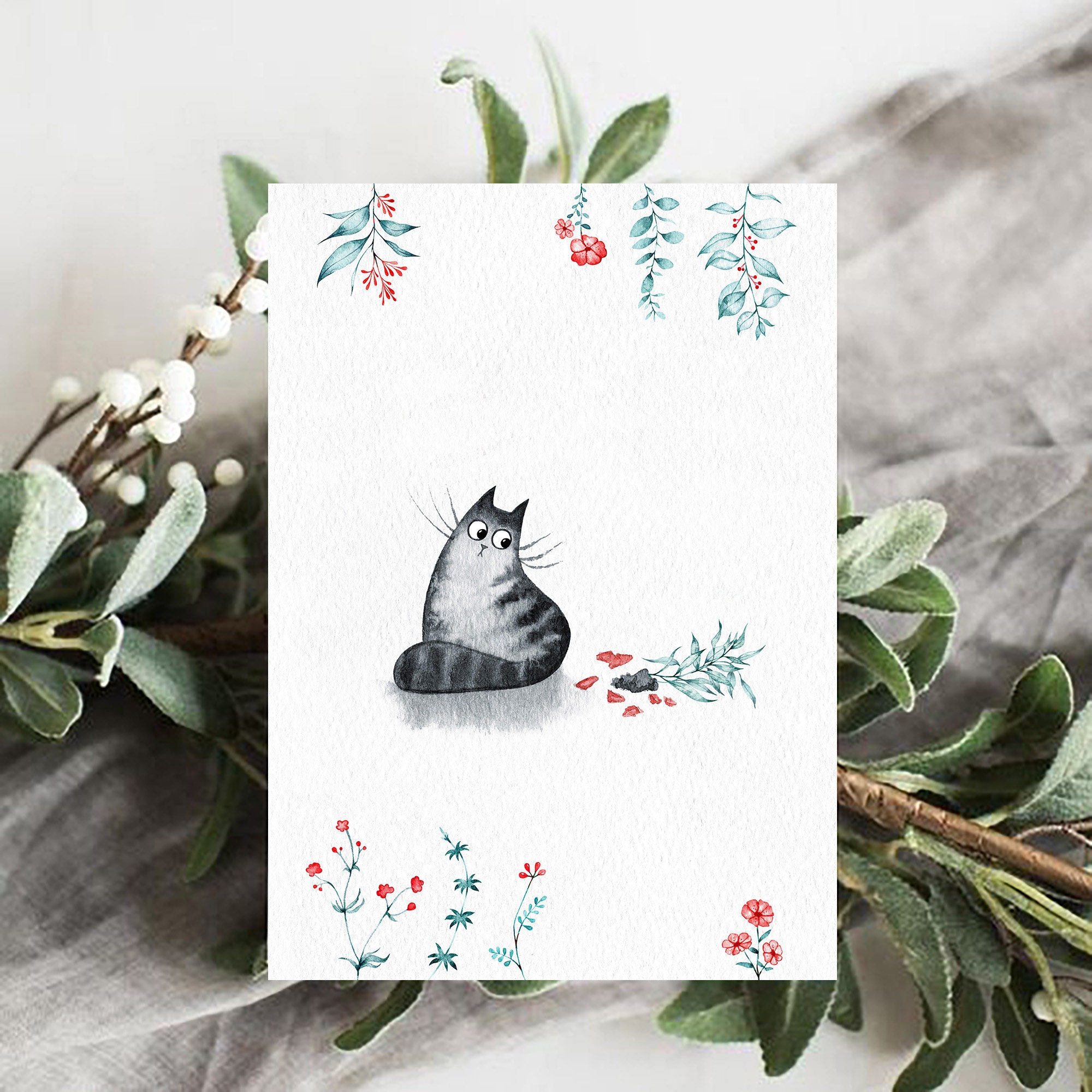 Cat Lover Gift Cat Painting Cat Decor Funny Cat Print - Etsy