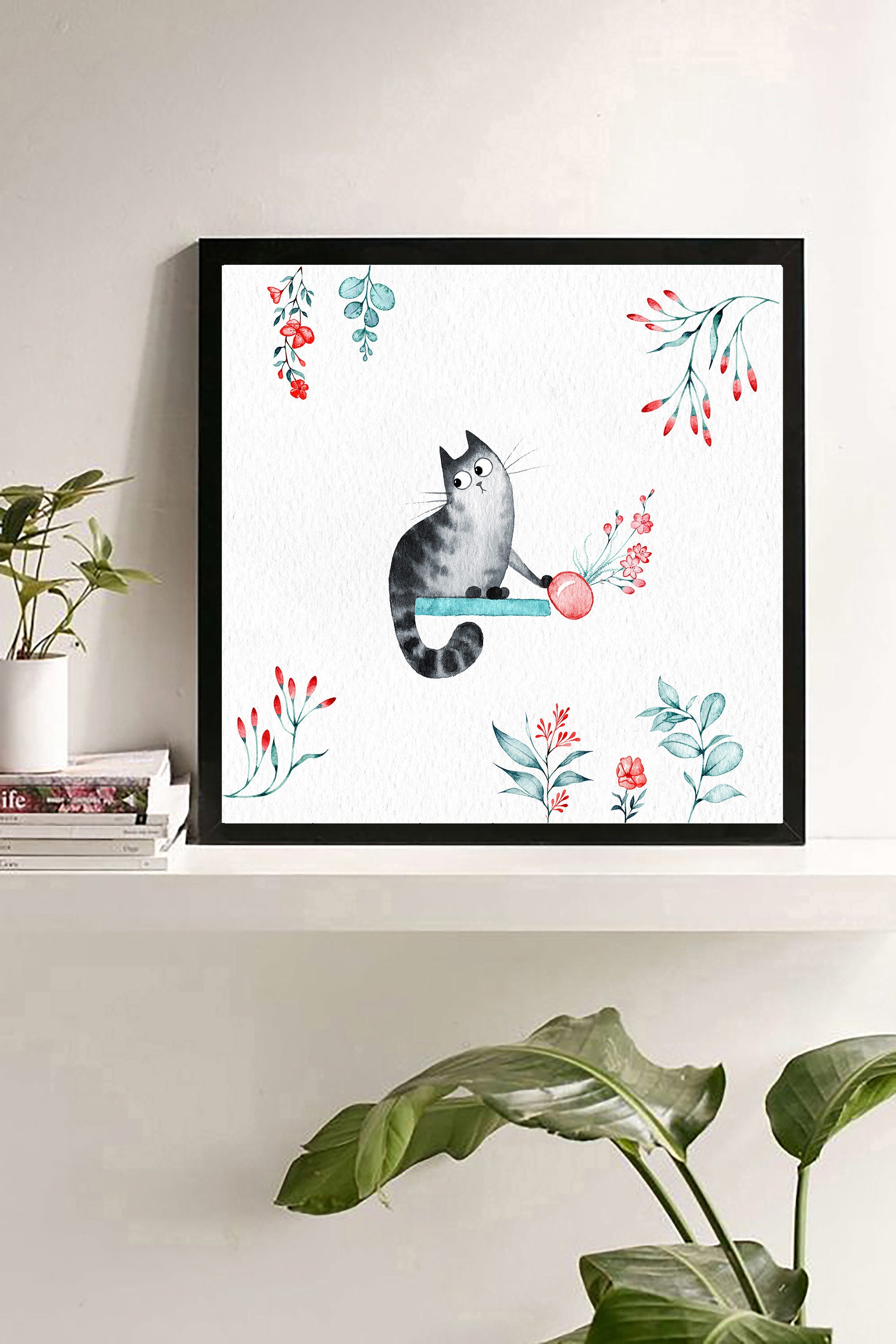 Cat Lover Gift Cat Painting Cat Decor Funny Cat Print | Etsy