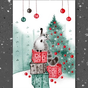 Christmas Cats, Printable Christmas Postcard Set, Funny Chonky Cats ...