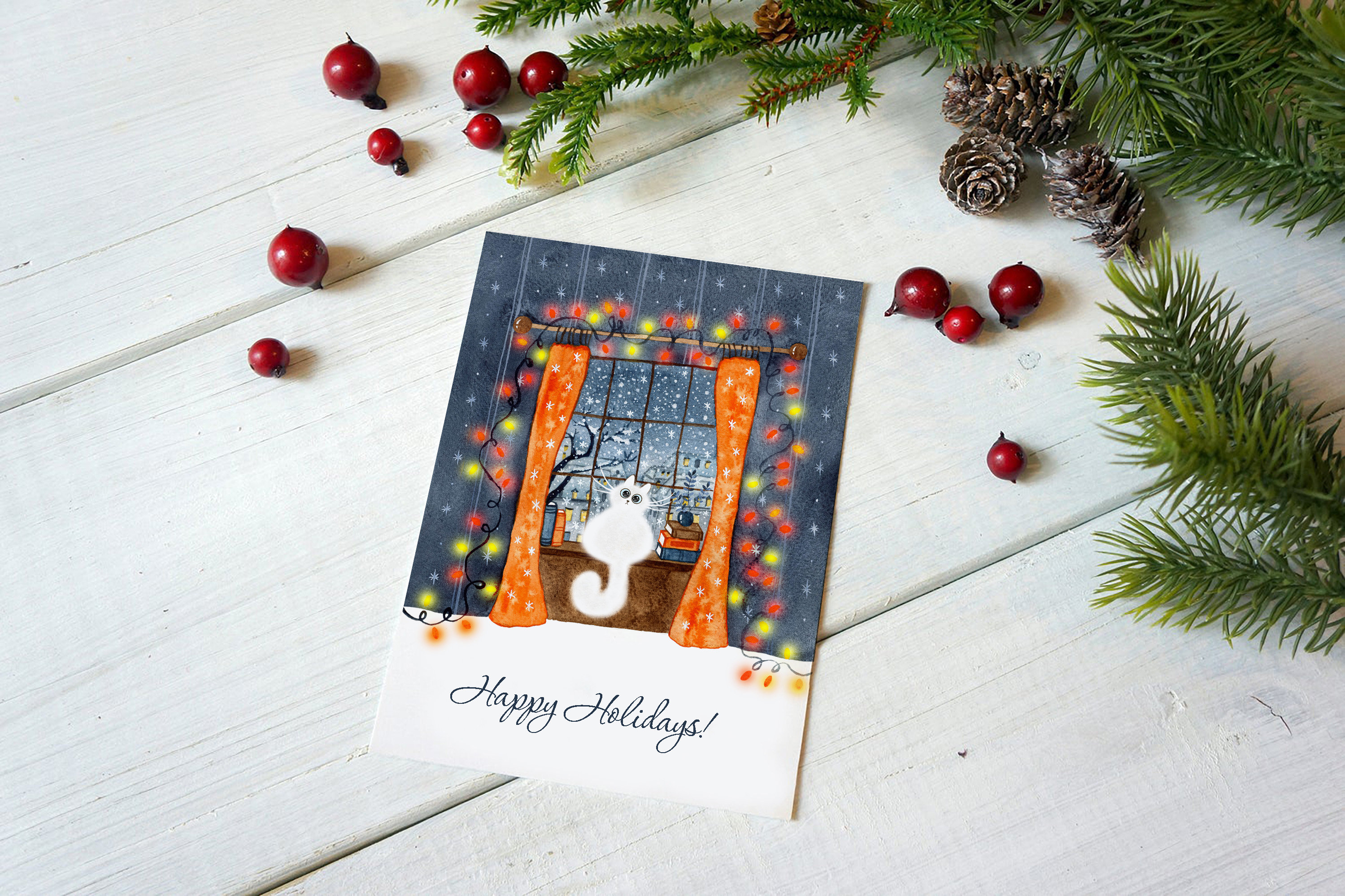 Winter Cat Printable Christmas Postcard Funny Chonky Cats - Etsy