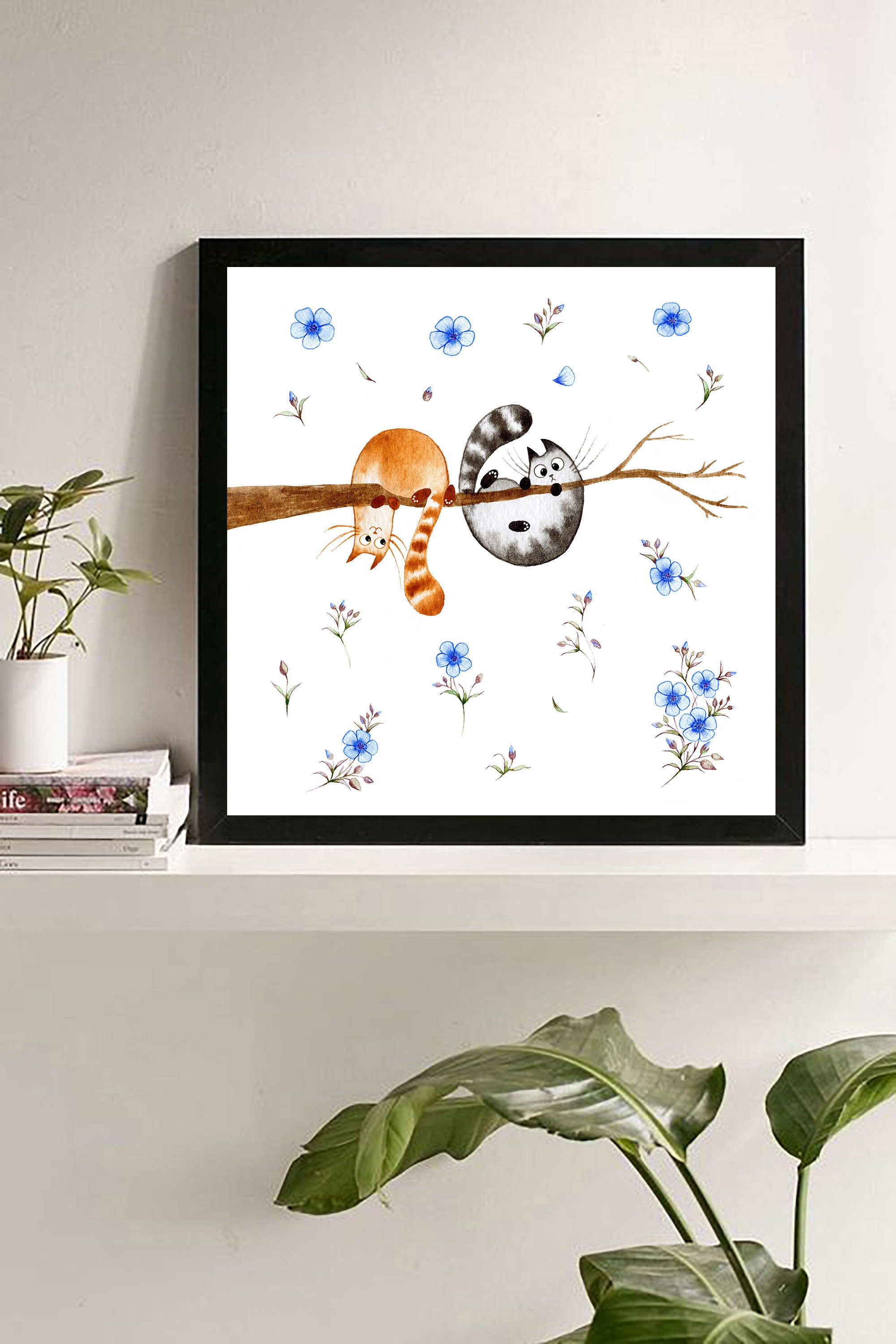 Cat Lover Gift Watercolor Cat Print Cat Painting Cat Decor - Etsy