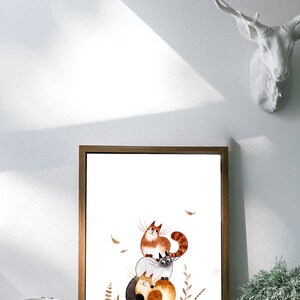 Cat Wall Art, Watercolor Cat Painting, Kitchen Poster, Kids Room Wall ...