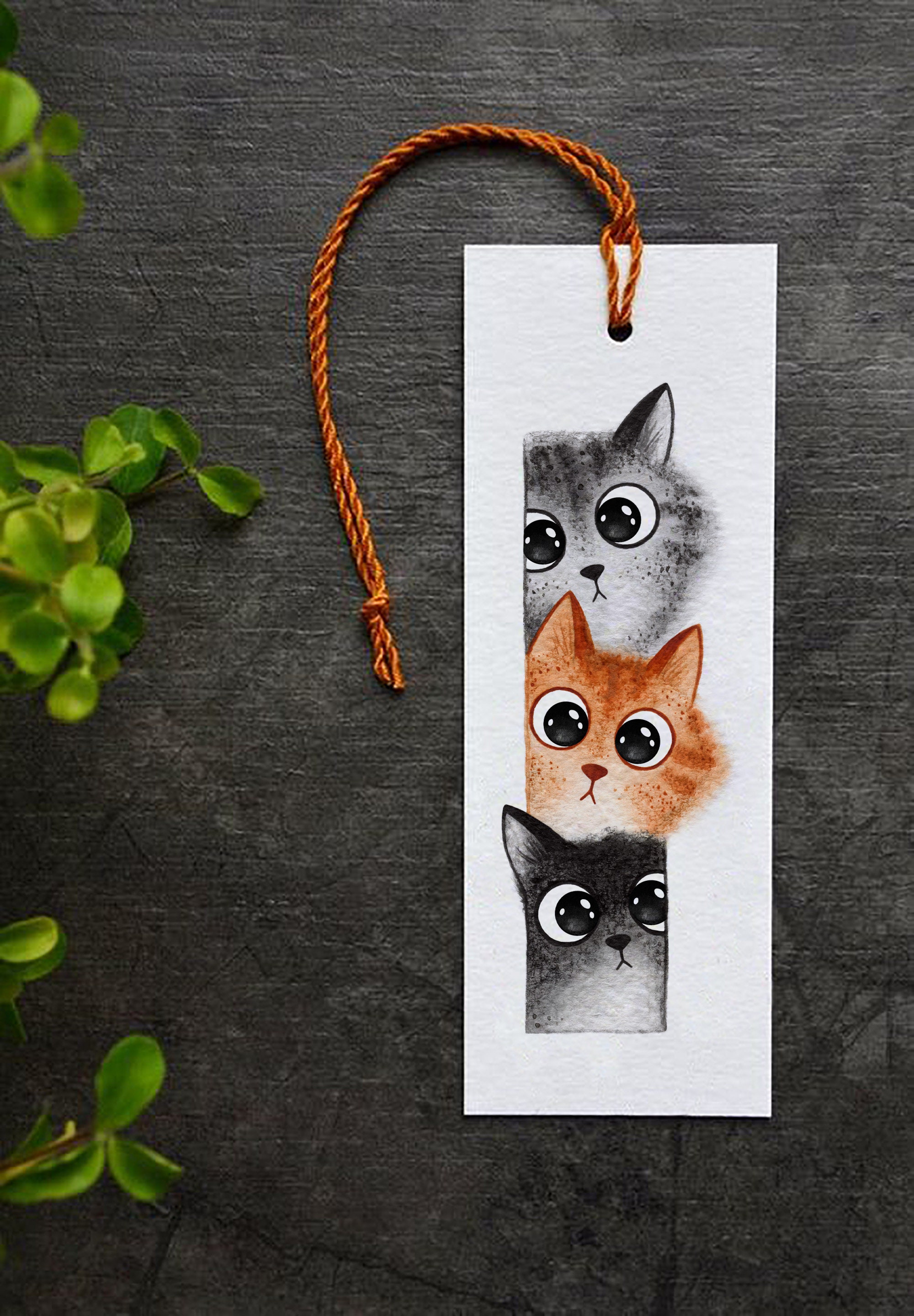 Cat Bookmark Printable Bookmark Cat Lover Gift Watercolor - Etsy