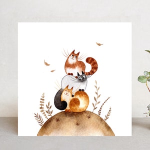 Cat Wall Art, Watercolor Cat Painting, Kitchen Poster, Kids Room Wall ...