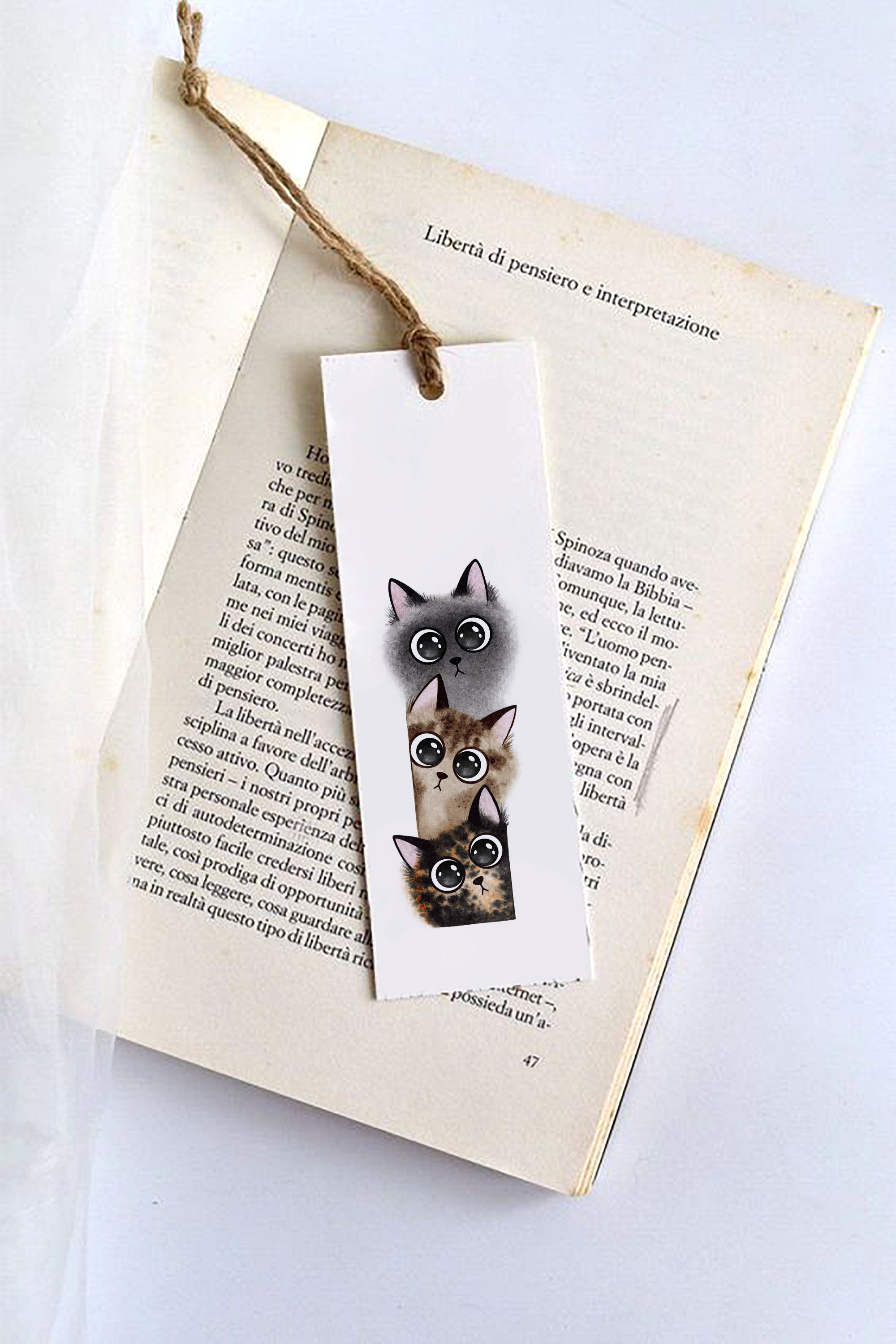 Cat Bookmark, Printable Bookmark, Cat Lover Gift, Watercolor Cat ...