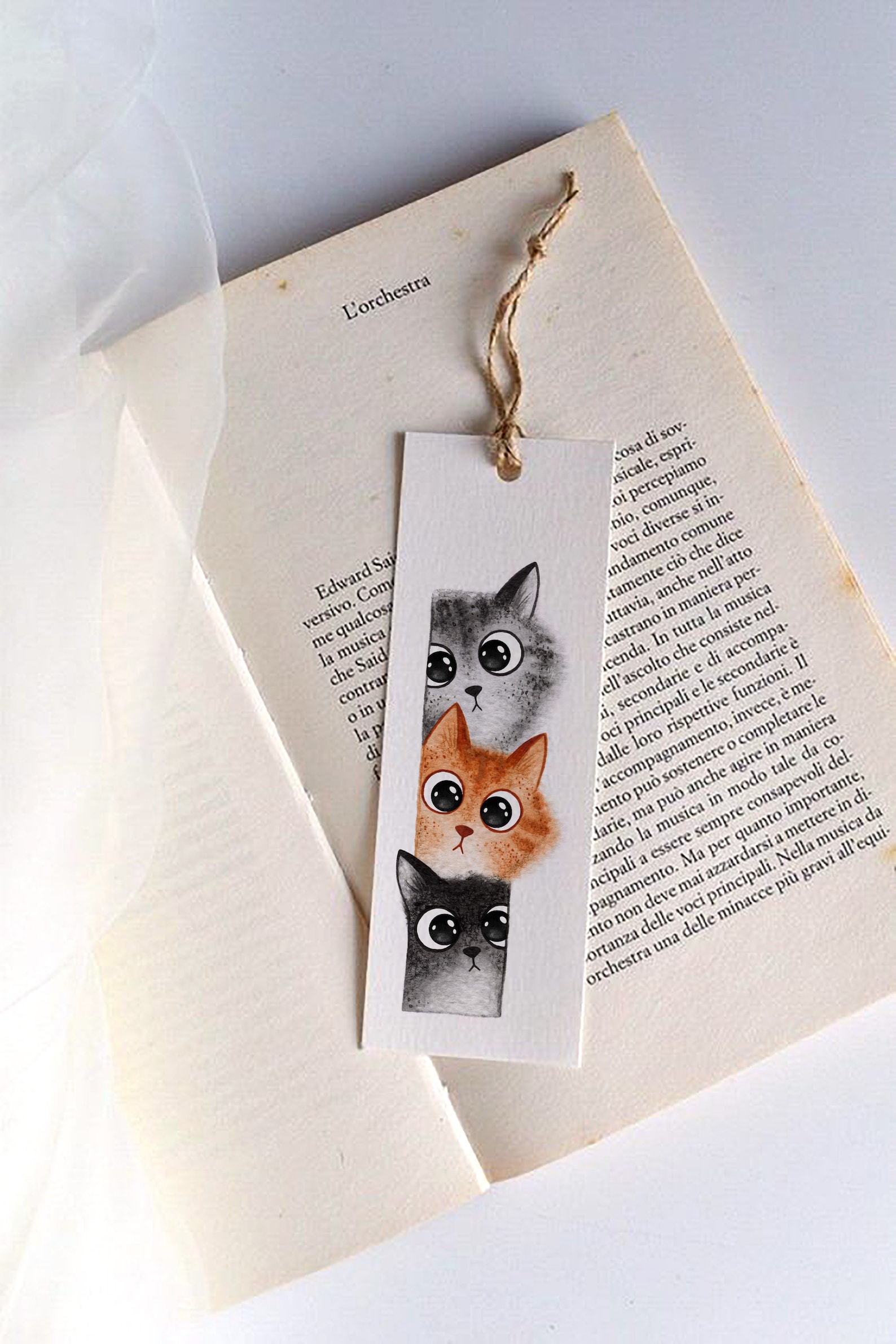 Cat Bookmark Printable Bookmark Cat Lover Gift Watercolor - Etsy